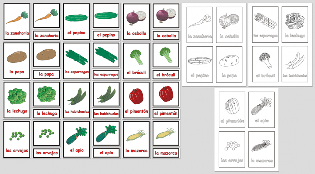 Verduras | Montessori Spanish Series